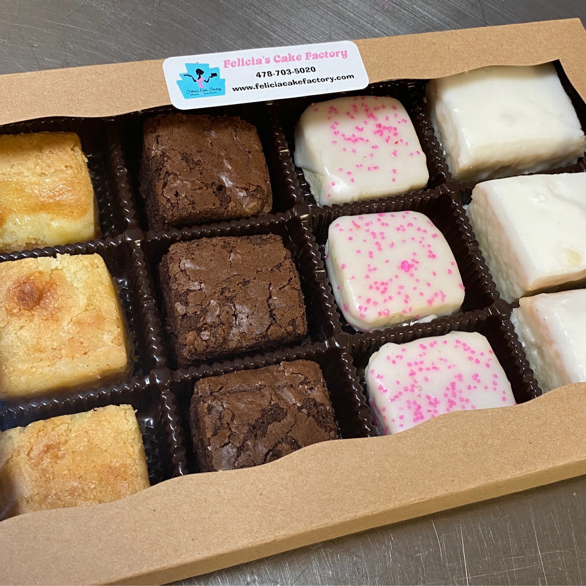 Treat Box Sampler: Ooey Gooey Bars, Sugar Cookies, Petit Fours ...